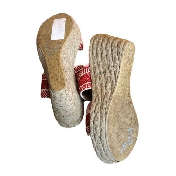 Reba | Shoes | Reba Red Bandana Espadrille Wedge Slipon Sandals Size 8m ...